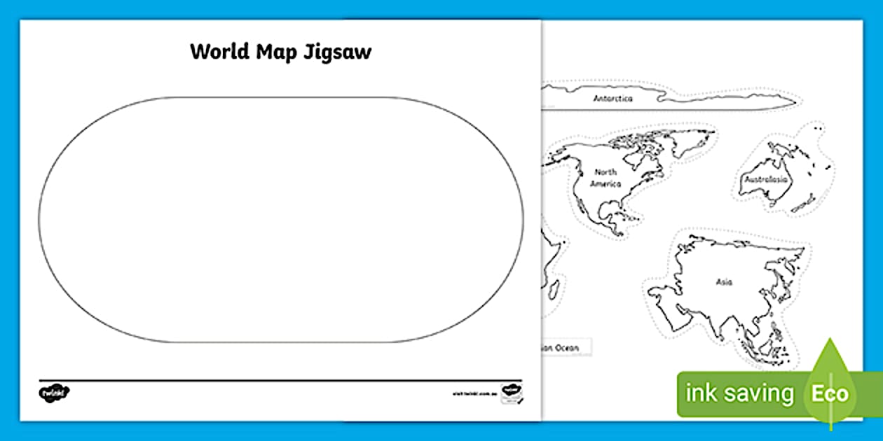 World Map Jigsaw Cut and Paste Activity - Twinkl