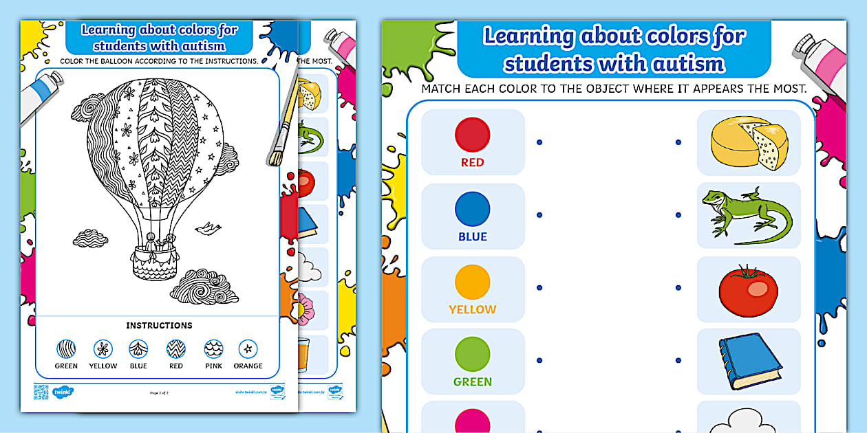 Atividades para alunos com autismo - {cores} - Twinkl
