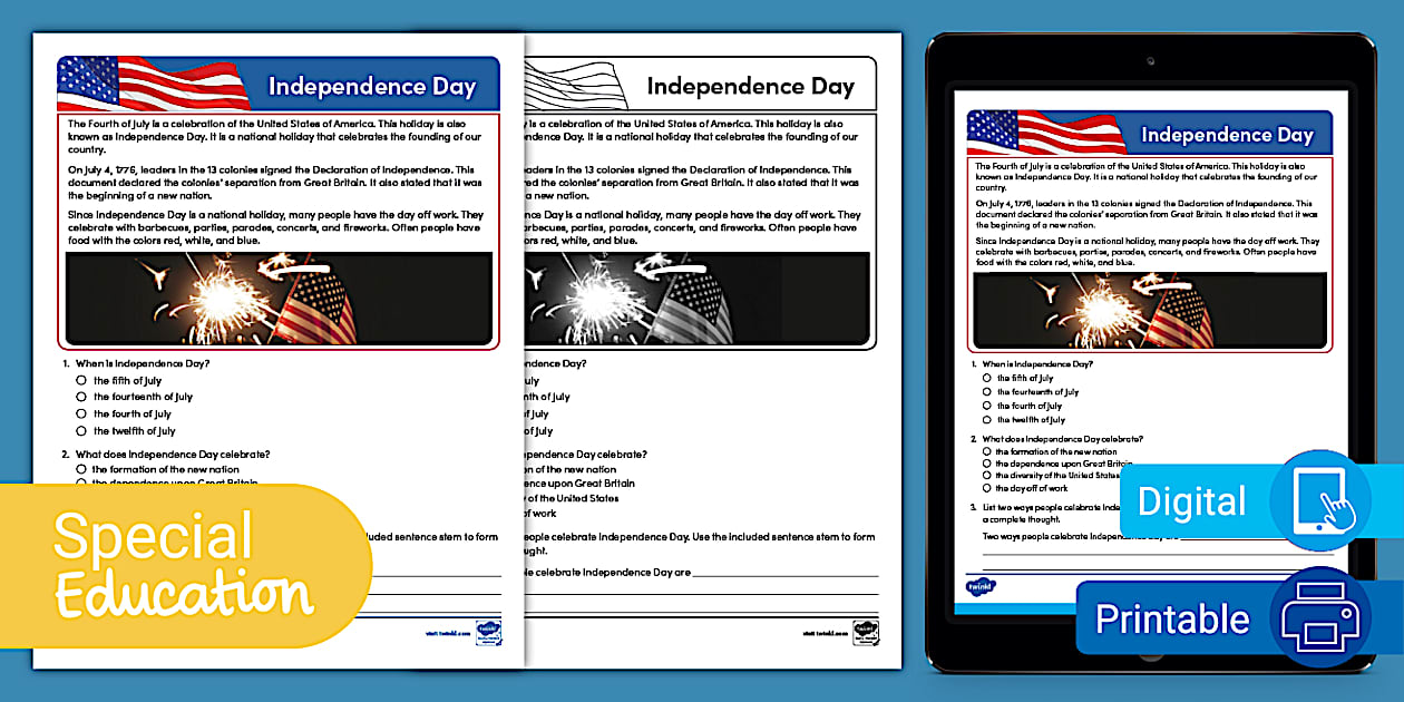 Fun 4th of July Reading Activity for Kids | Twinkl USA