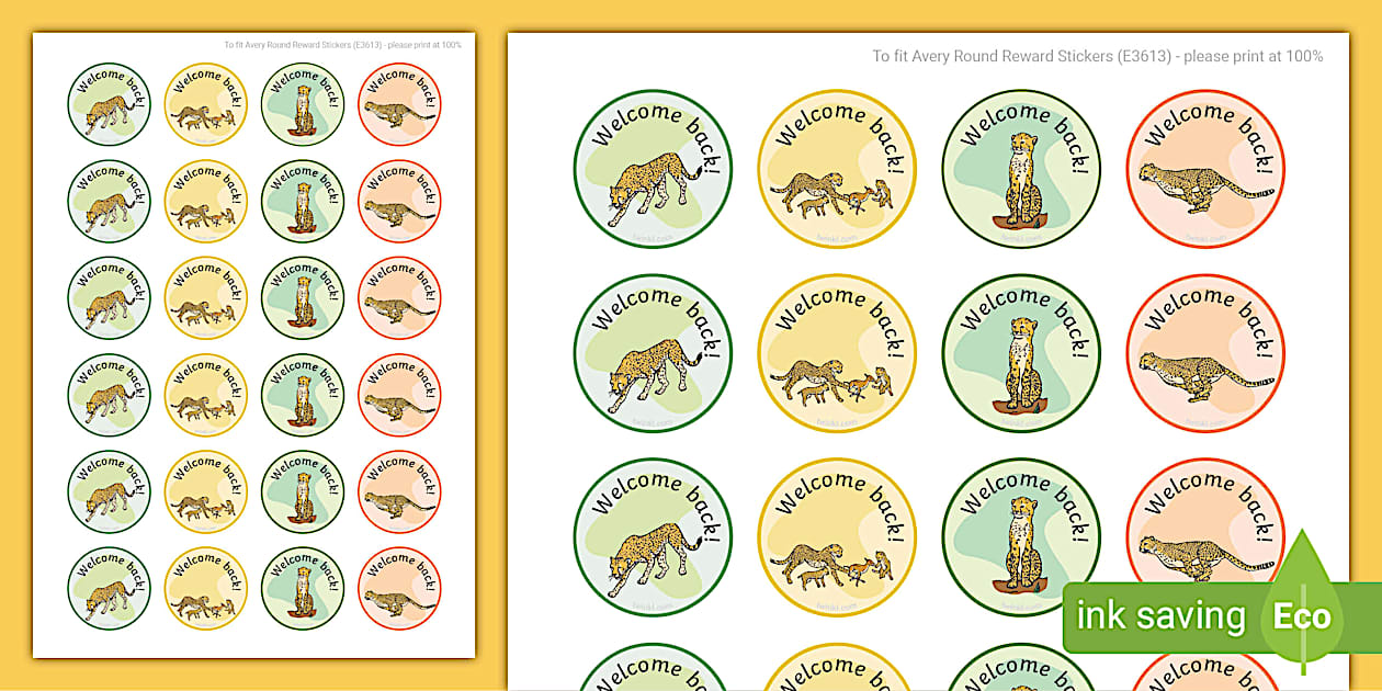 Cheetah Welcome Back to School Stickers (teacher made)