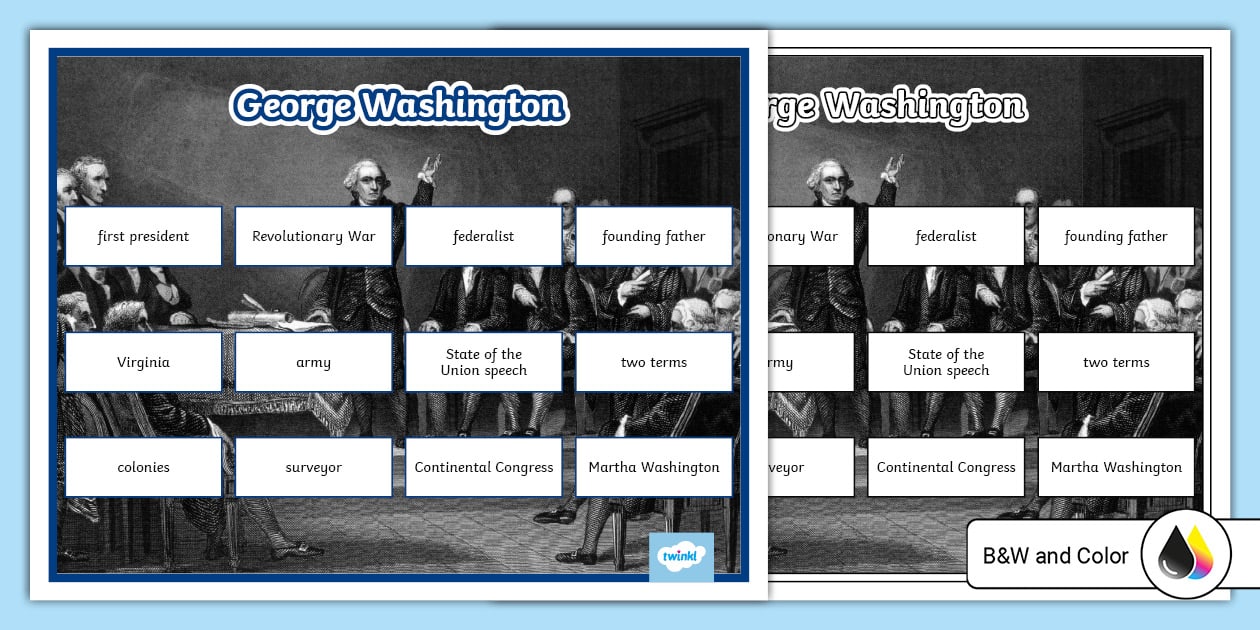 3rd-5th Grade George Washington Vocabulary Mat | Twinkl USA