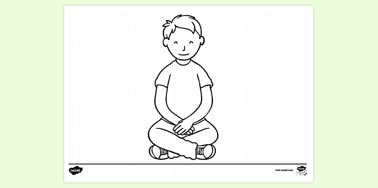 Boy Sitting Colouring Sheet | Colouring Sheets - Twinkl