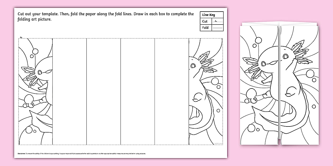 Axolotl Folding Art Template (teacher made) - Twinkl
