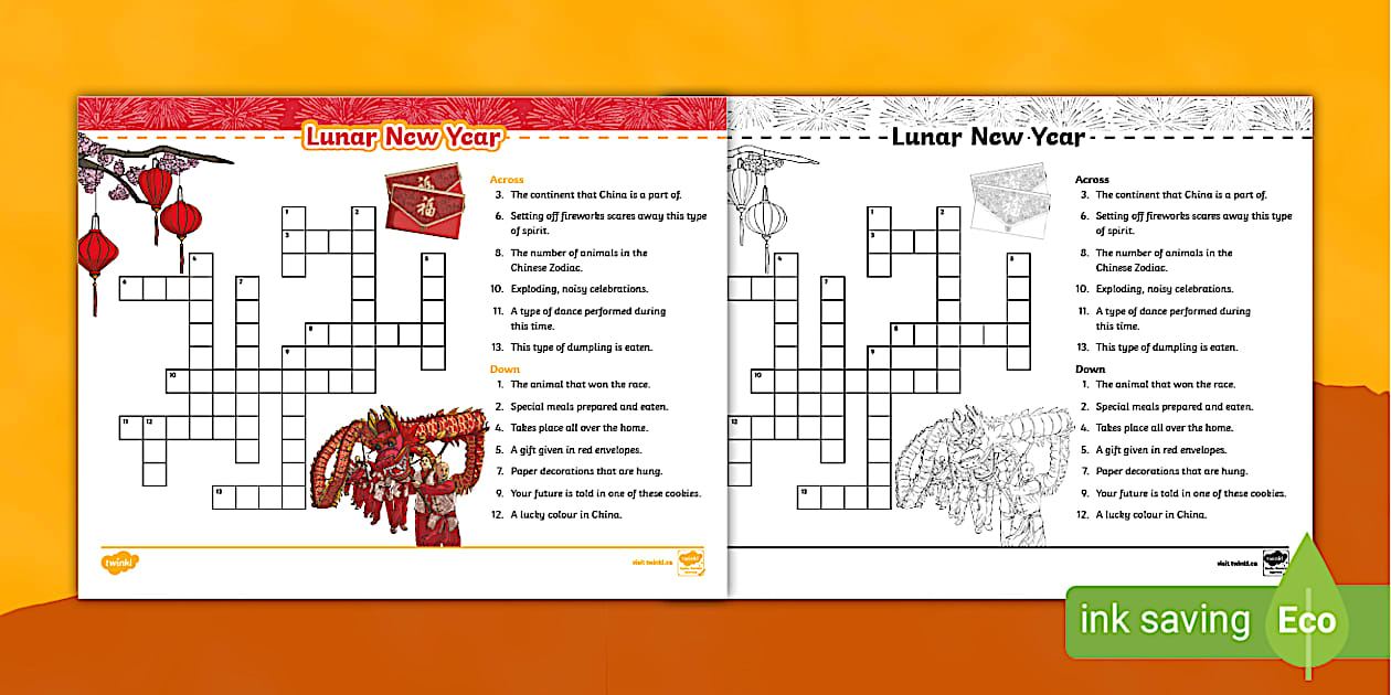 Lunar New Year Crossword Activity (creat de profesori)