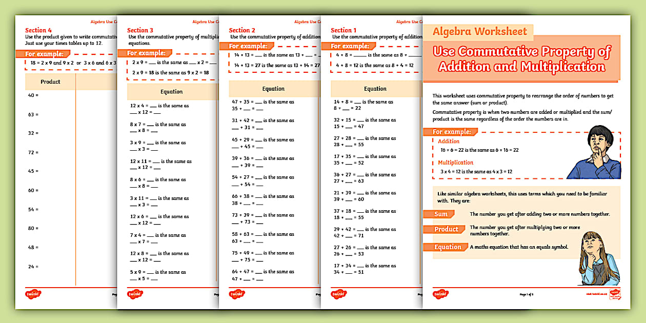 Use Commutative Property of Addition and Multiplication: Algebra Level 3
