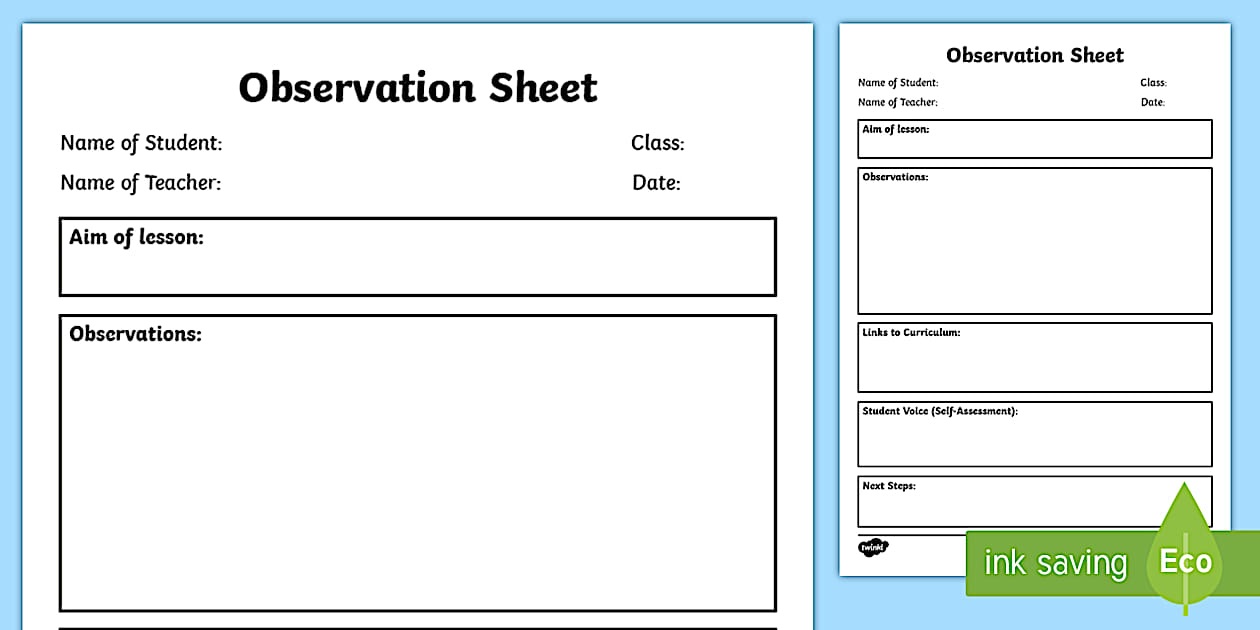 Maths Observation Sheet | Printable Multi-purpose Sheets