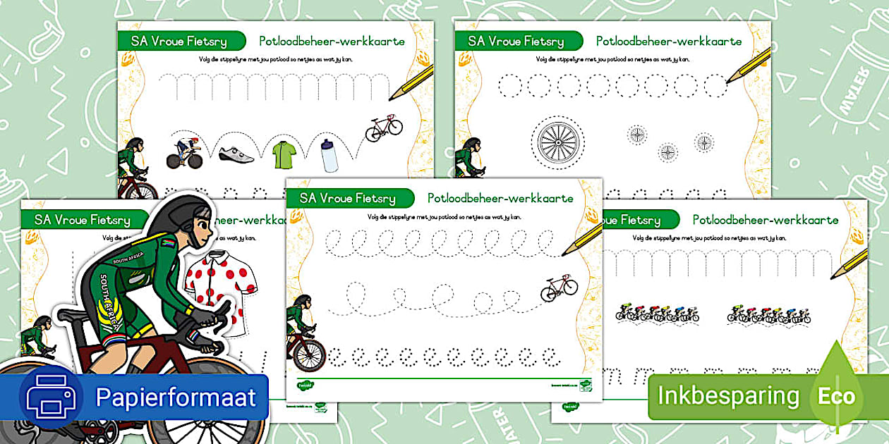 SA Vroue Fietsry Potloodbeheer Werkkaarte (teacher made)