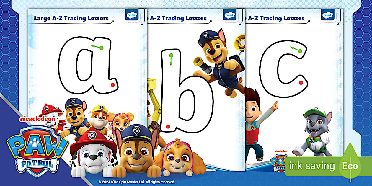 FREE! - Paw Patrol: Large Lower-Case A-Z Tracing Letters