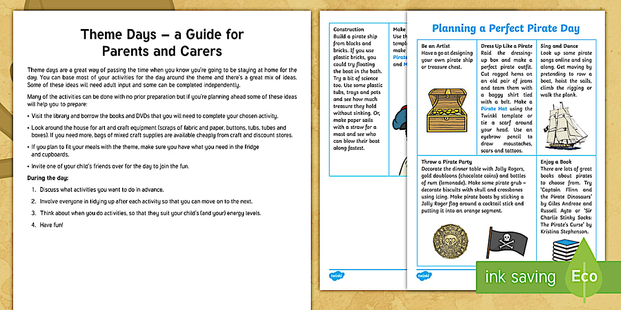 Pirate Theme Day Worksheet / Worksheet (teacher made)