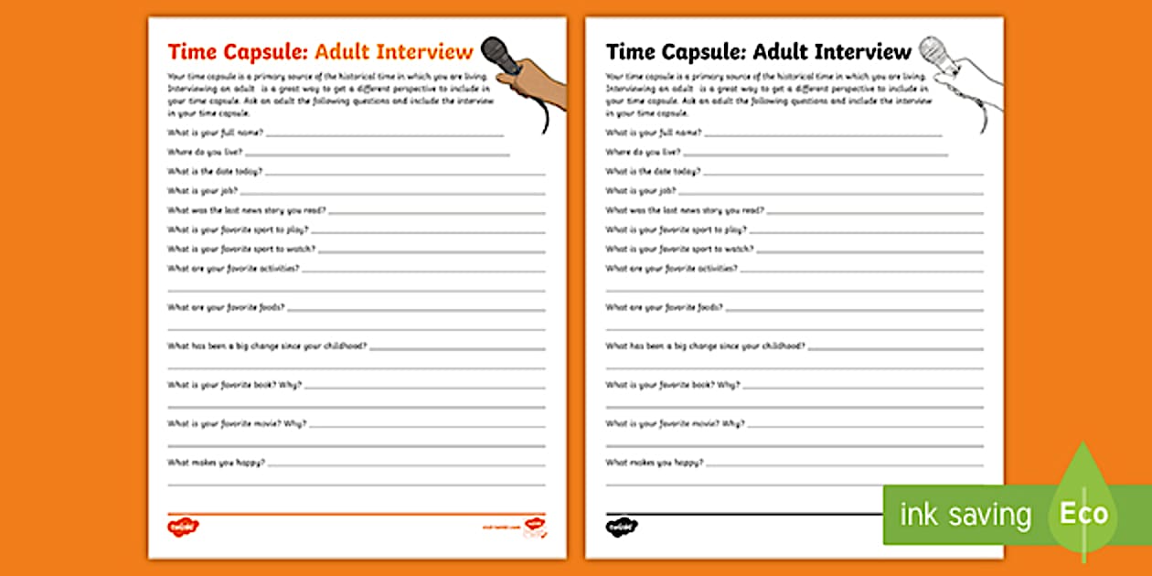 Time Capsule: Adult Interview for 3rd-5th Grade - Twinkl