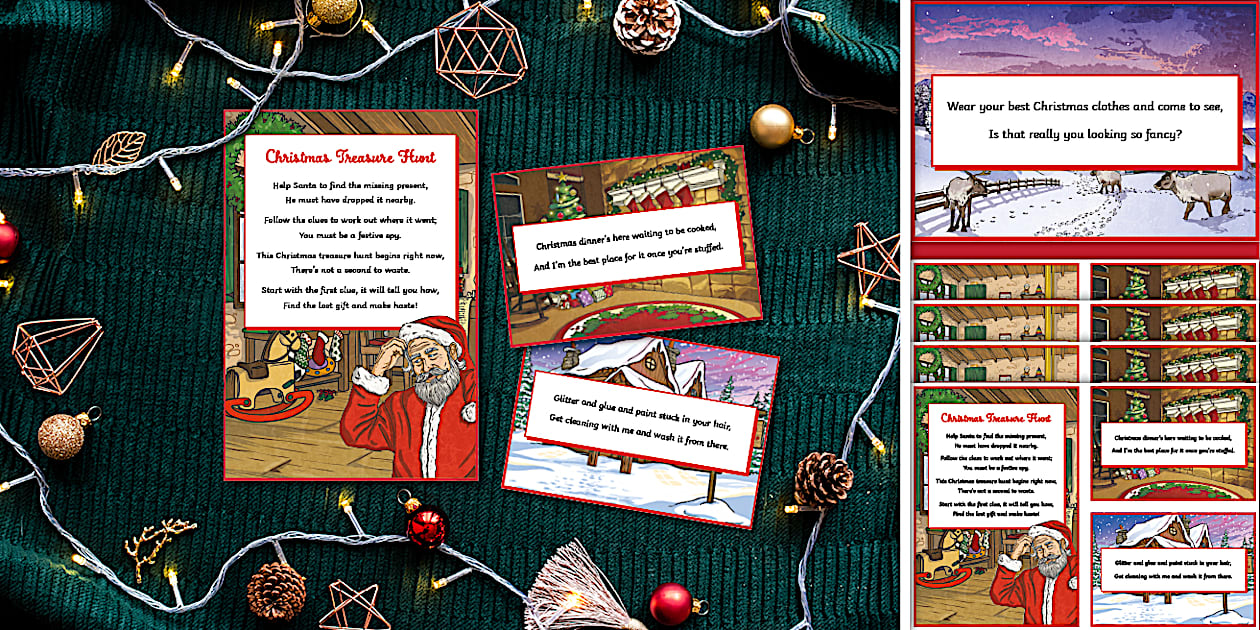 Christmas Treasure Hunt Clue Cards | Twinkl Party