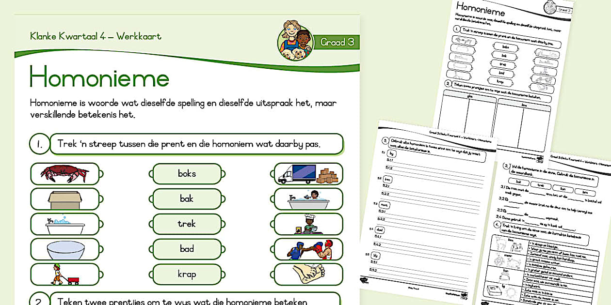 Graad 3 Klanke - Werkkaart - Homonieme (teacher made)