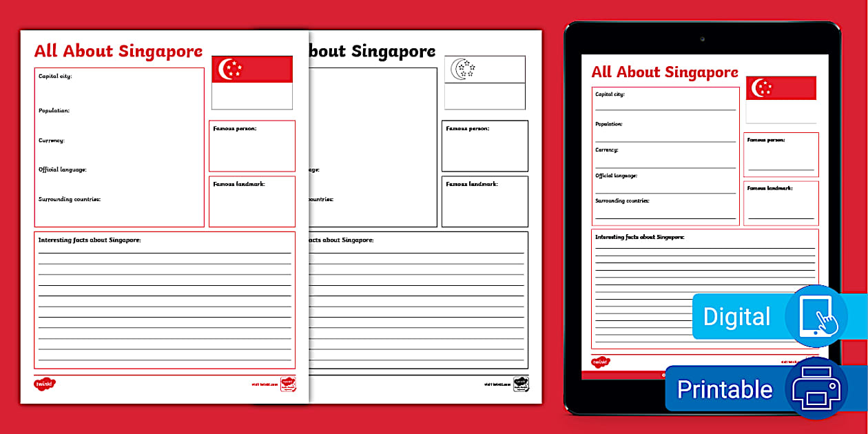 Singapore Research Worksheet | 4th Grade Resource | Twinkl