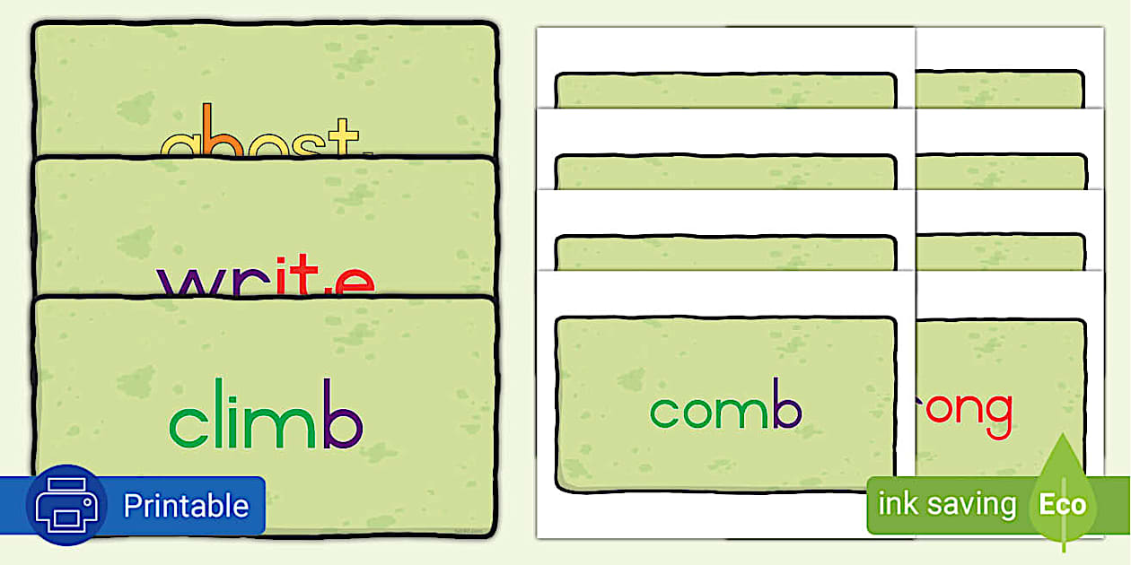 Grade 3 Phonics: Silent b, w and h: Word Wall Cards
