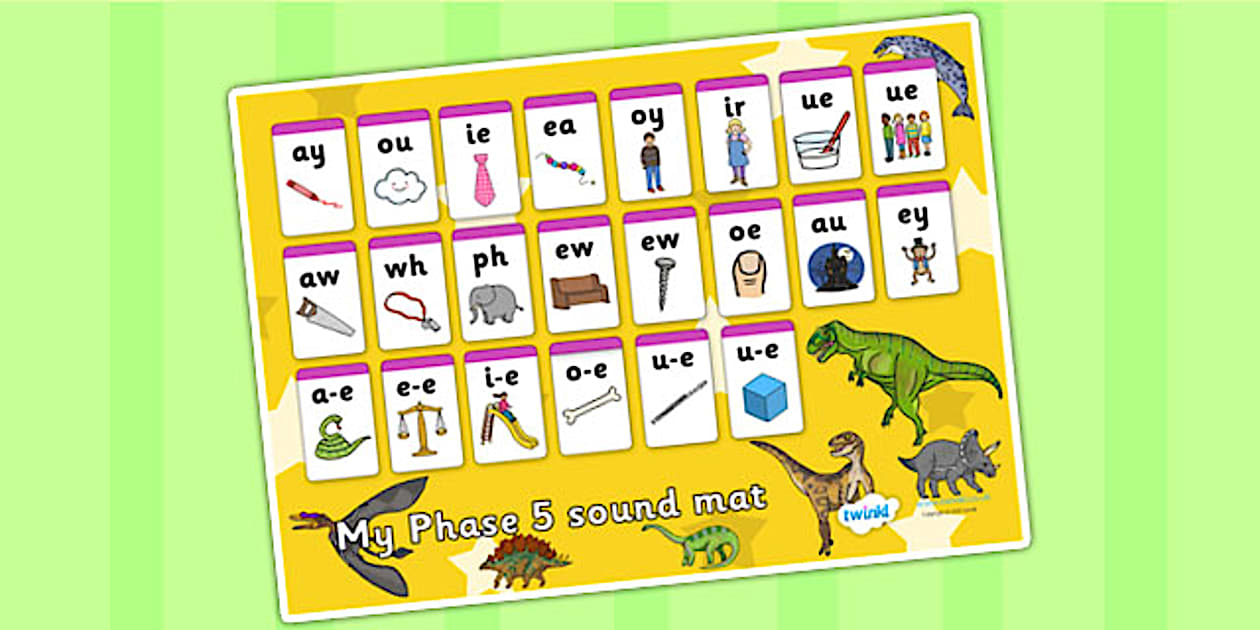 Cursive Realistic Dinosaurs Themed Phase Sound Mat - Twinkl