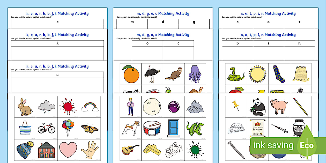 Phase 2 Initial Sounds Sorting Cutting Skills Pack Activity