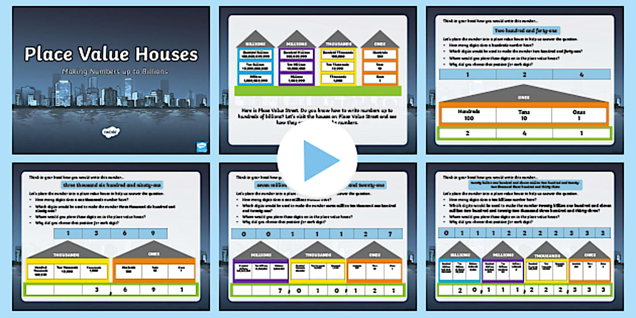 Place Value Houses Writing up to Billions - Twinkl