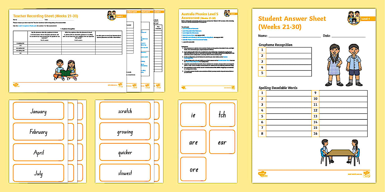 Level 5 Phonics Assessment Pack Weeks 21-30