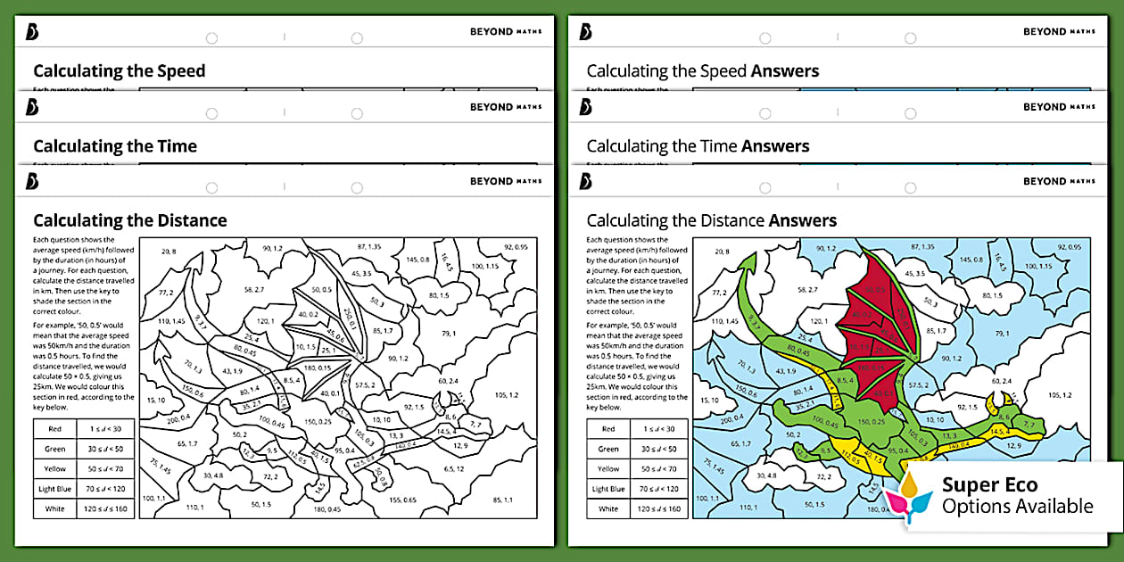 Maths Speed, Distance and Time Colour by Number - Twinkl