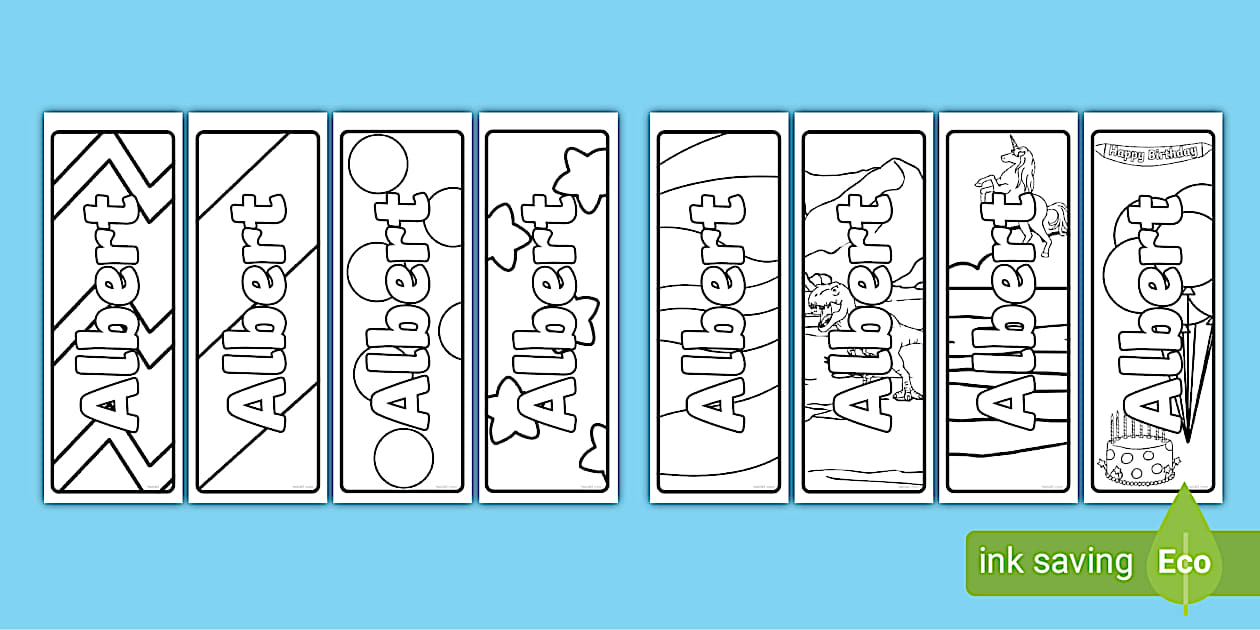 Albert Name Simple Colouring Bookmarks | Twinkl | KS1