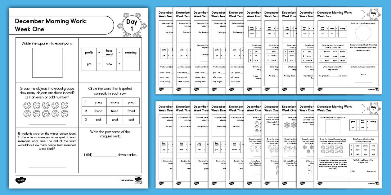 Second Grade December Morning Work Bundle (teacher made)