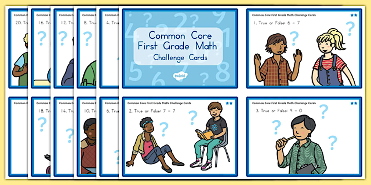 Common Core First Grade Math OA 7 Task Cards Challenge Cards