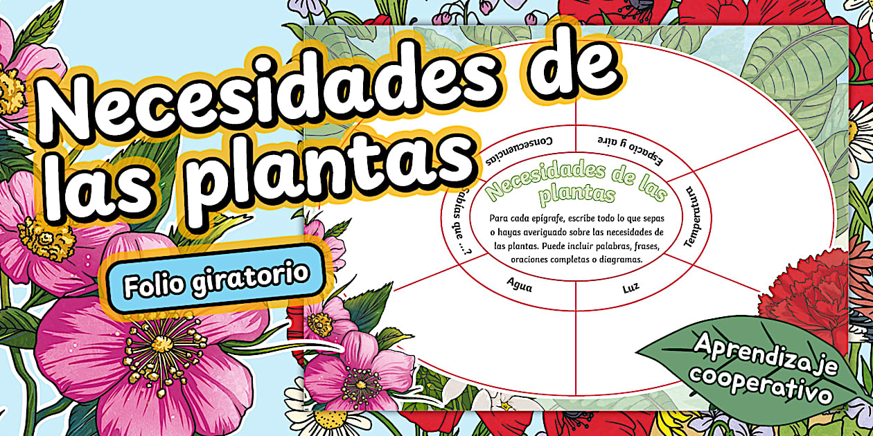 Folio giratorio: Necesidades de las plantas - Aprendizaje cooperativo
