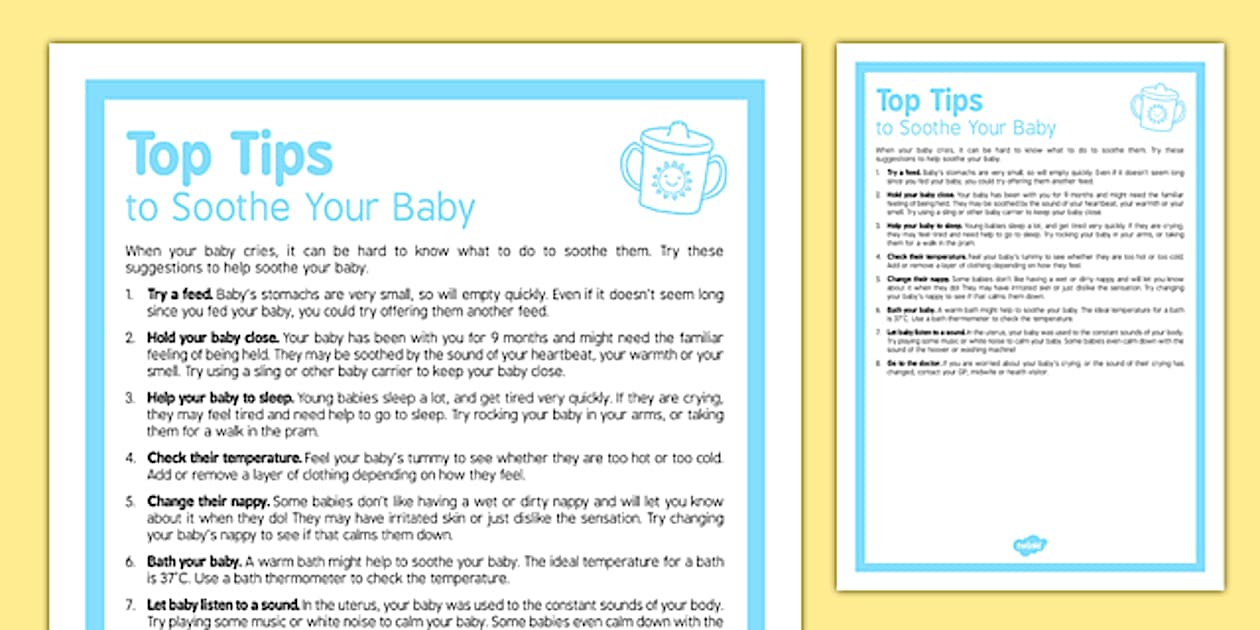 Editable Top Tips to Soothe Your Baby (Hecho por educadores)