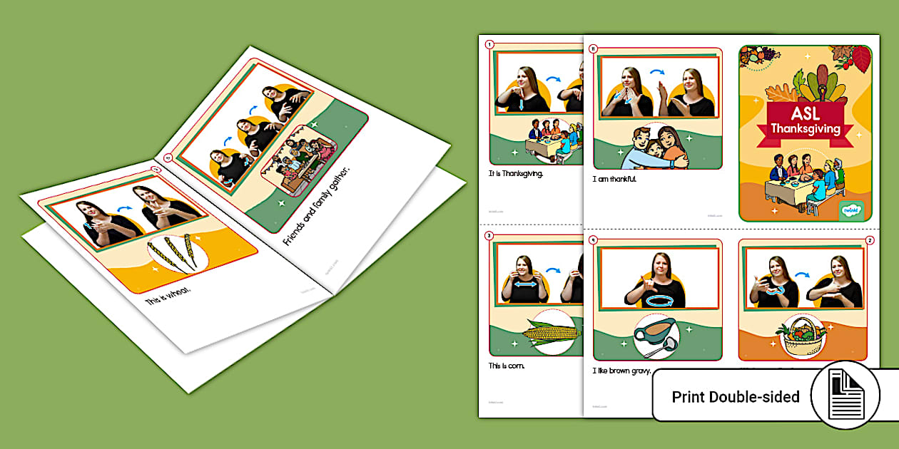 ASL Thanksgiving Emergent Reader (teacher made) - Twinkl