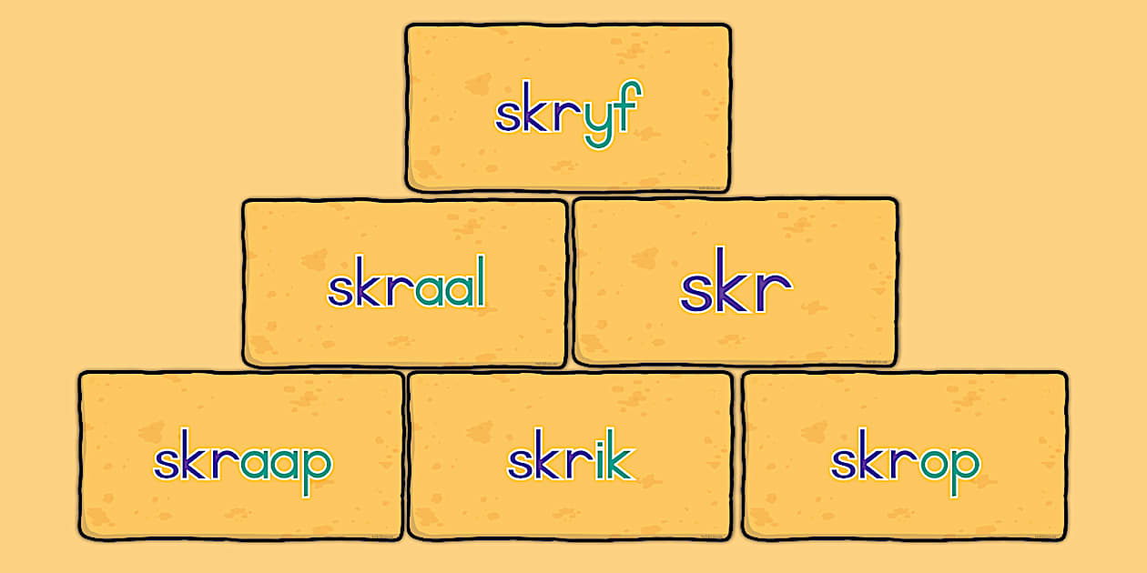 Gr 2 Klanke Woordmuurkaarte skr- (teacher made) - Twinkl