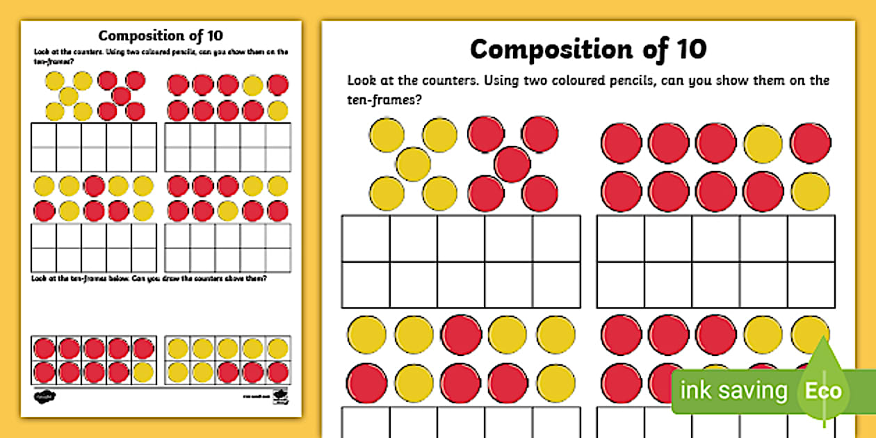 👉 Double-Sided Counters: Composition of 10 Worksheet