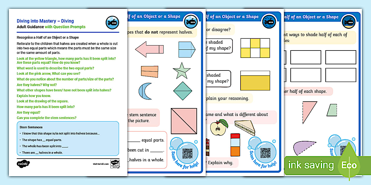 👉 Y1 DiM Step 1 Recognise a Half of an Object or a Shape Cards