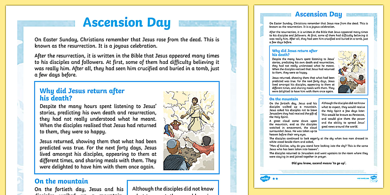 Ascension Day Differentiated Comprehension Go Respond Worksheets