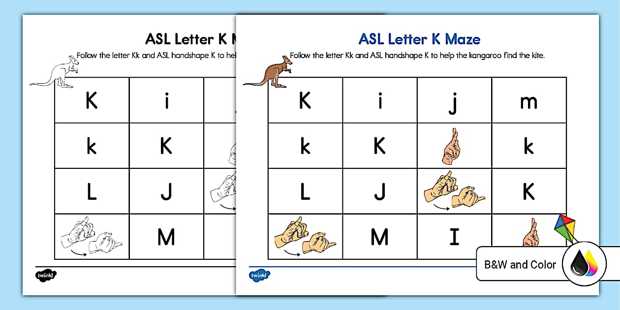 K in ASL Maze Activity | Resource | Twinkl USA - Twinkl