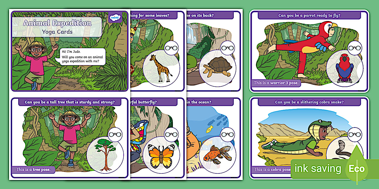 Animal Expedition Yoga Cards | Twinkl (teacher made)