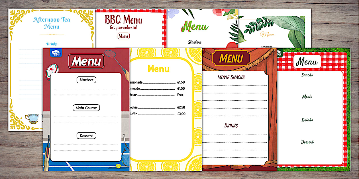 Editable Menu Set | Twinkl Party (profesor hizo) - Twinkl