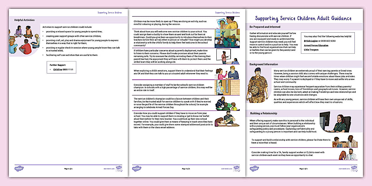 Supporting Service Children Adult Guidance