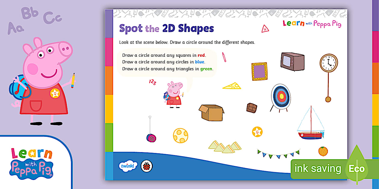 FREE! - Peppa Pig: Spot the 2D Shapes (Teacher-Made)