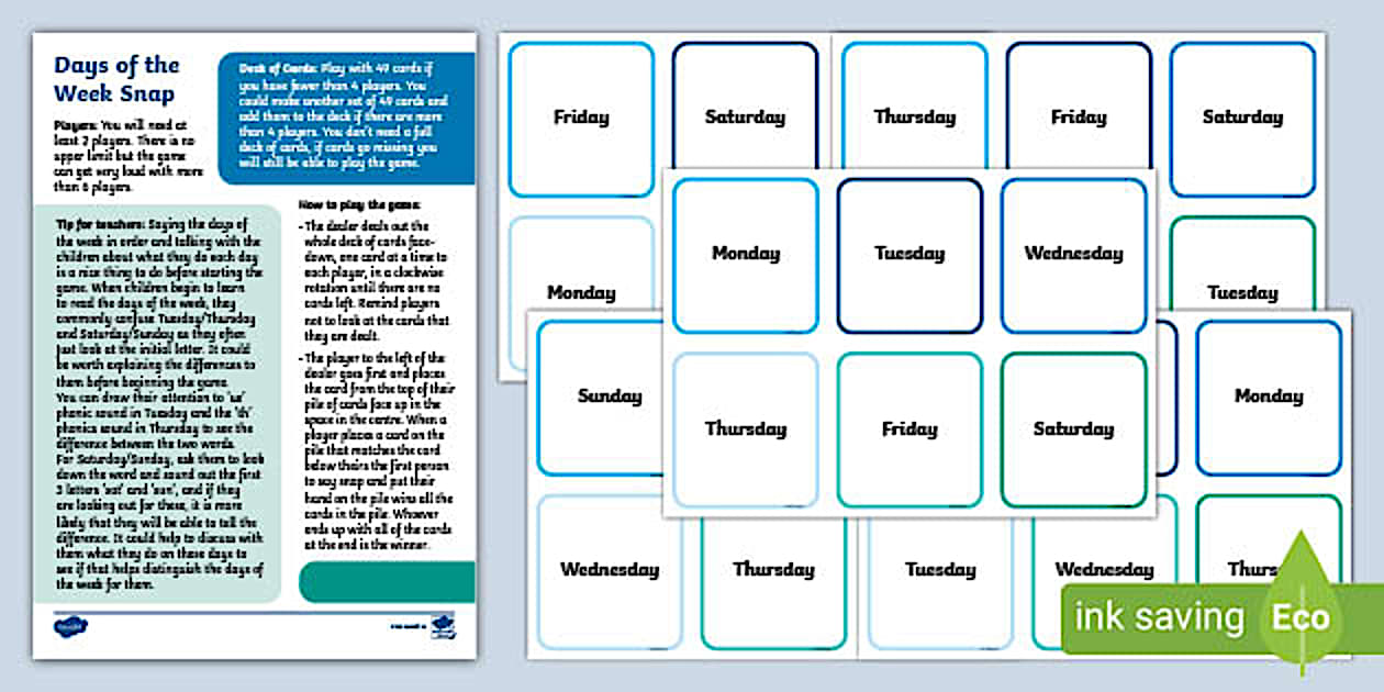 Days of the week Snap (teacher made) - Twinkl