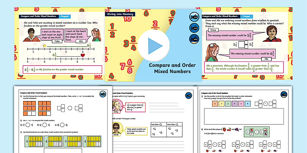 👉 Year 4 DiM: Step 5 Compare and Order Mixed Numbers Pack 👉 Year 4 DiM: Step 5 Compare and Order Mixed Numbers Pack
