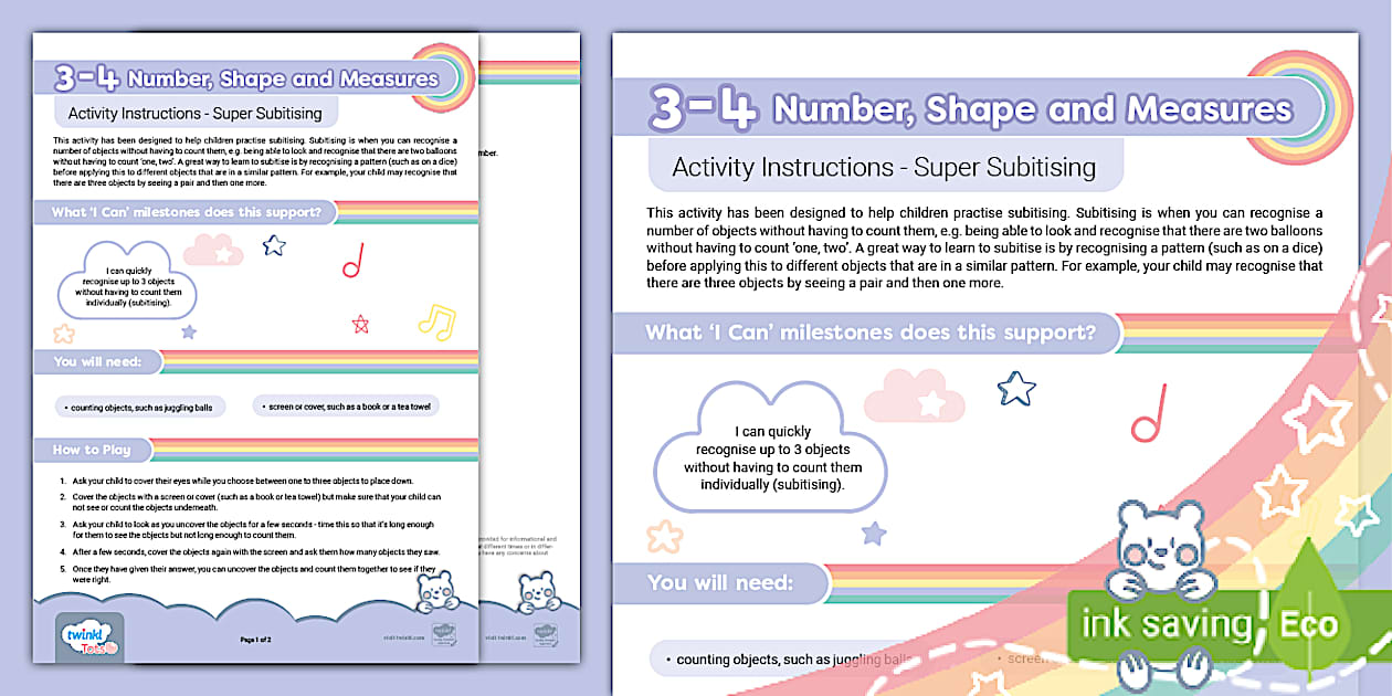 3-4 Years Number Shape Measures Super Subitising - Twinkl