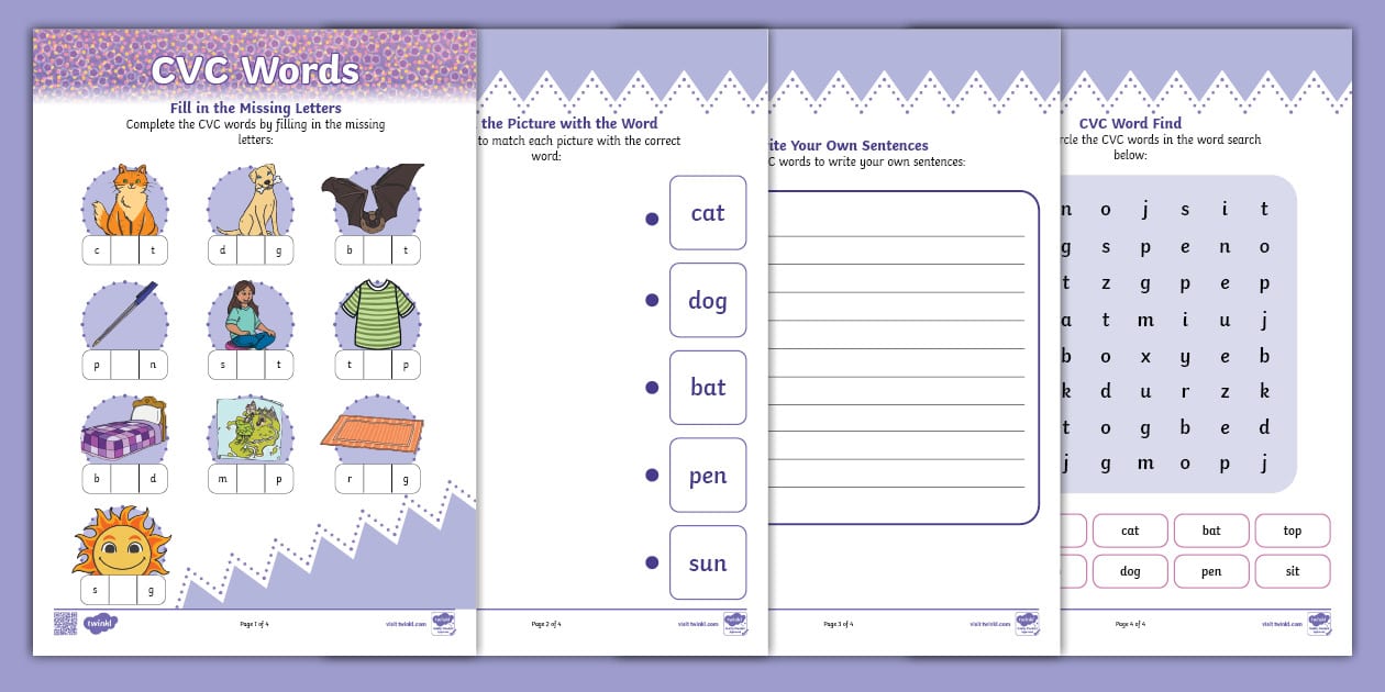 CVC Words Activity Sheet (teacher made) - Twinkl