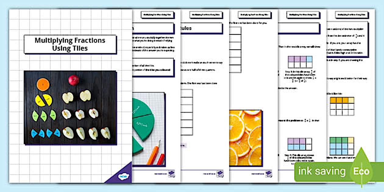Stage 8 Multiplying Fractions Using Tiles Booklet - Twinkl