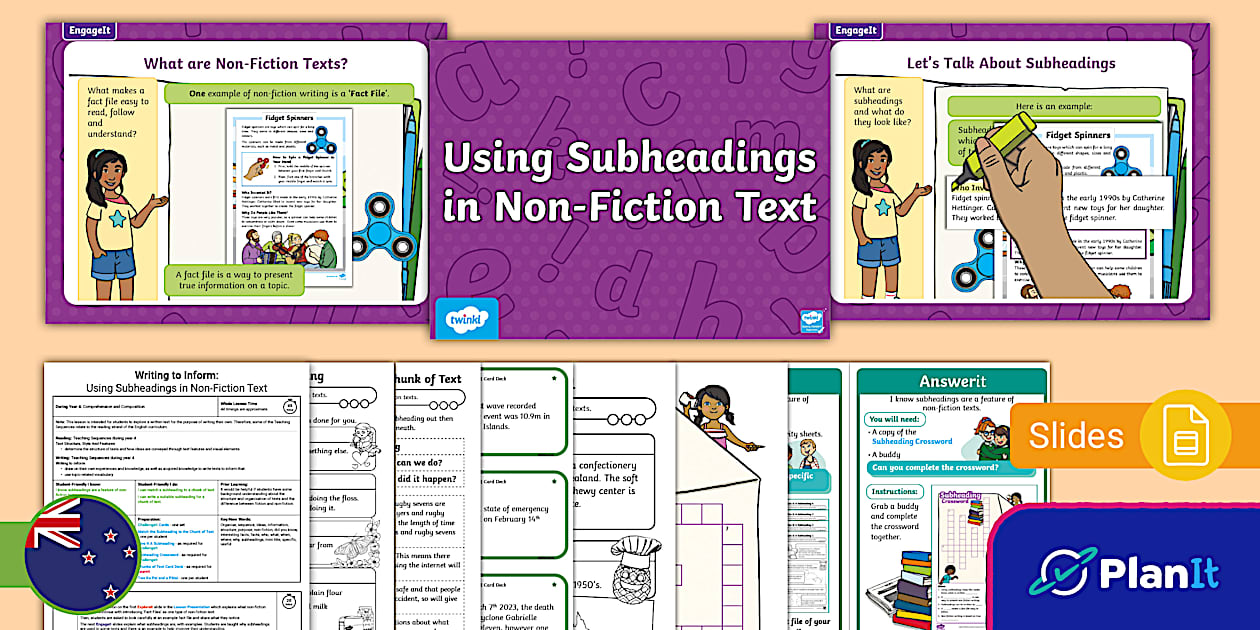 * NEW * During year 4 Writing: Using Subheadings in Non-Fiction Text