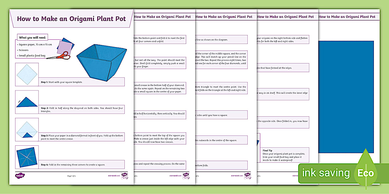 Origami Plant Pot Instructions (professor feito) - Twinkl