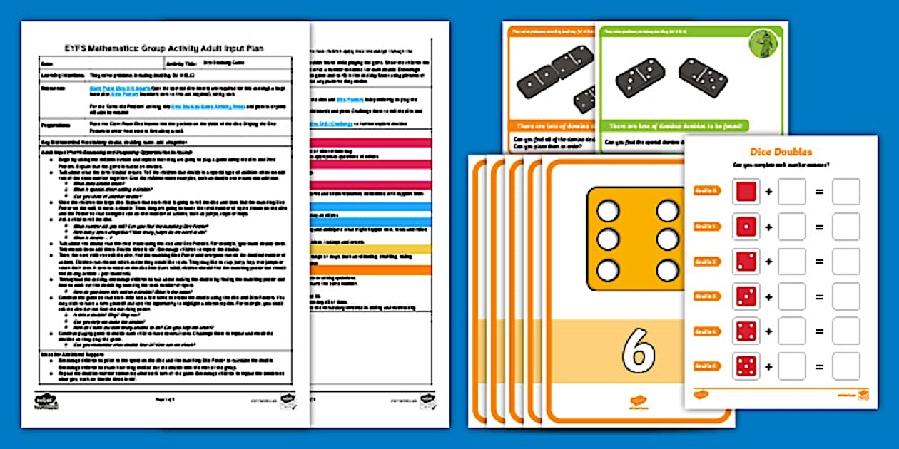 EYFS Maths: Dice Doubling Game Group Activity Adult Input Plan and Resource