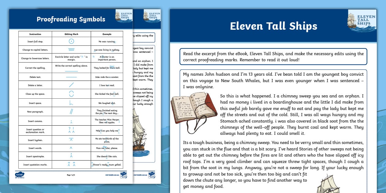Eleven Tall Ships Proofreading Activity (teacher made)