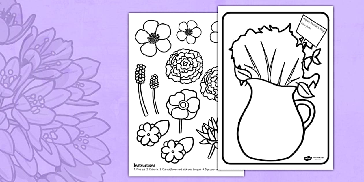 Mothers Day Flower Bouquet Coloring Activity - mothers day