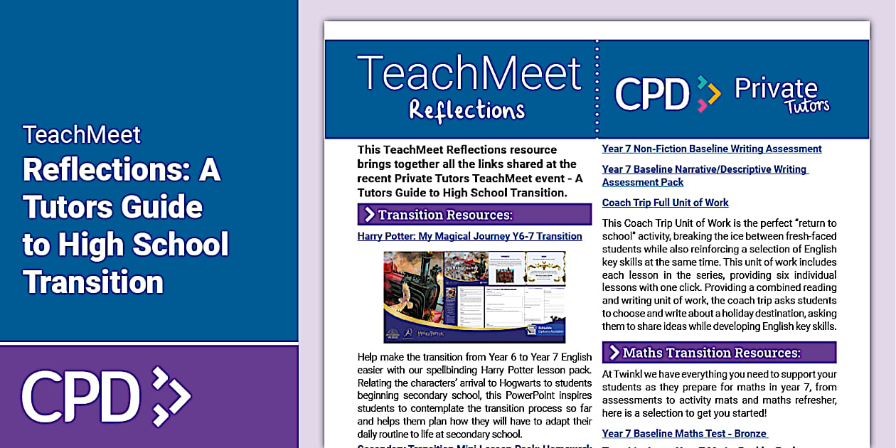 TeachMeet Reflections - A Tutors Guide to High School Transition