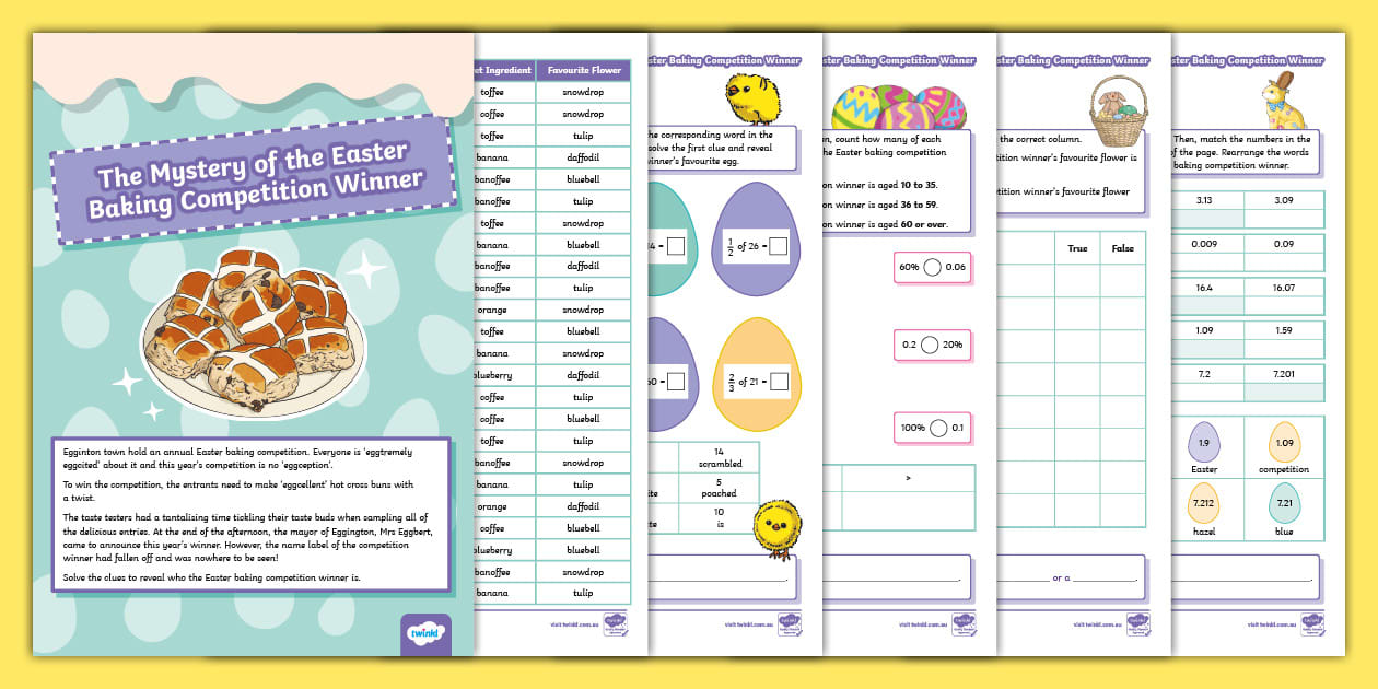 Year 6 The Mystery of the Easter Baking Competition Winner Maths ...
